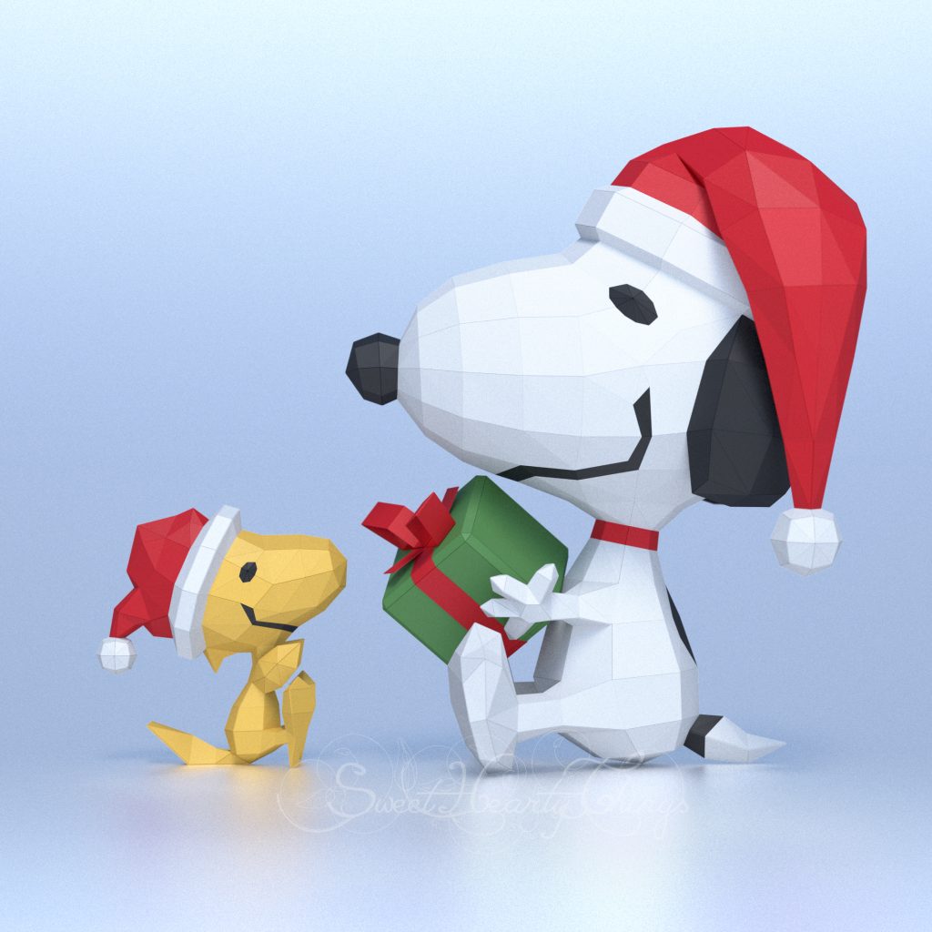 3d Papercraft - Snoopy & His Friend At Christmas - PDF SVG DXF ...