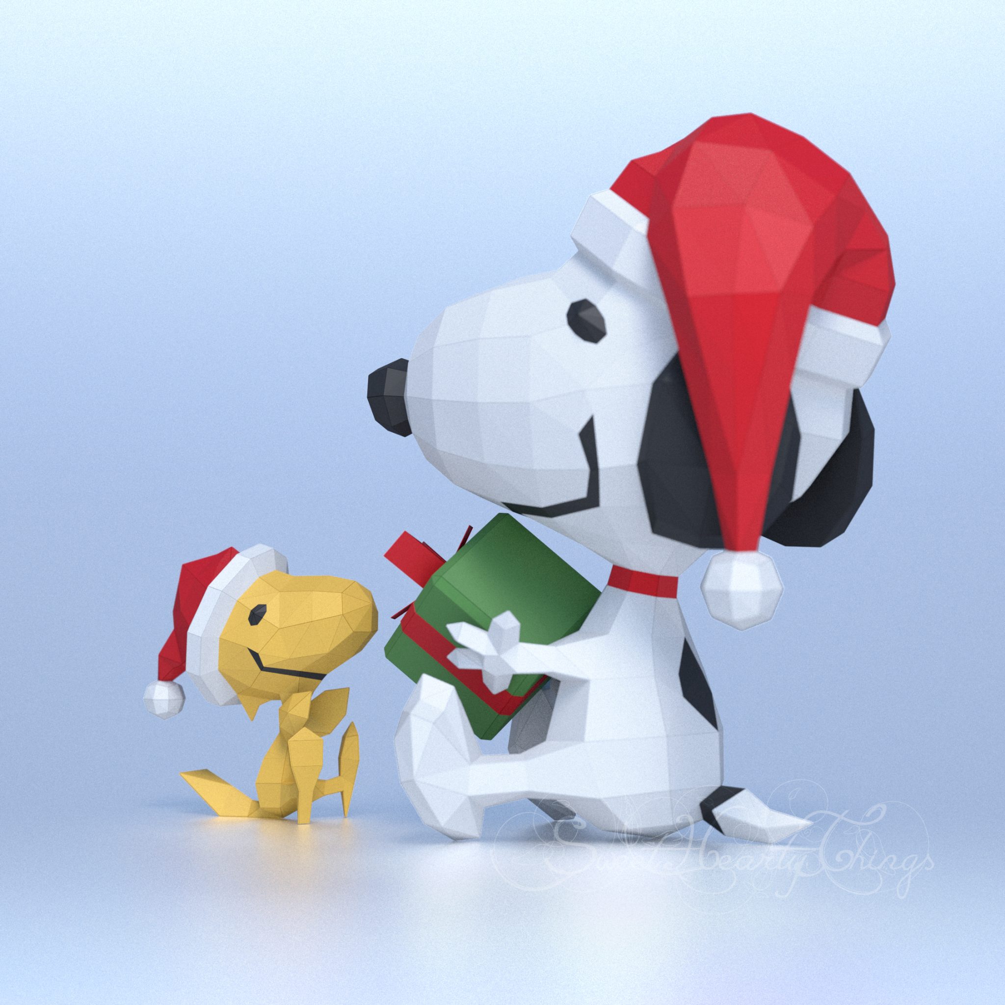 3d Papercraft - Snoopy & His Friend At Christmas - PDF SVG DXF ...