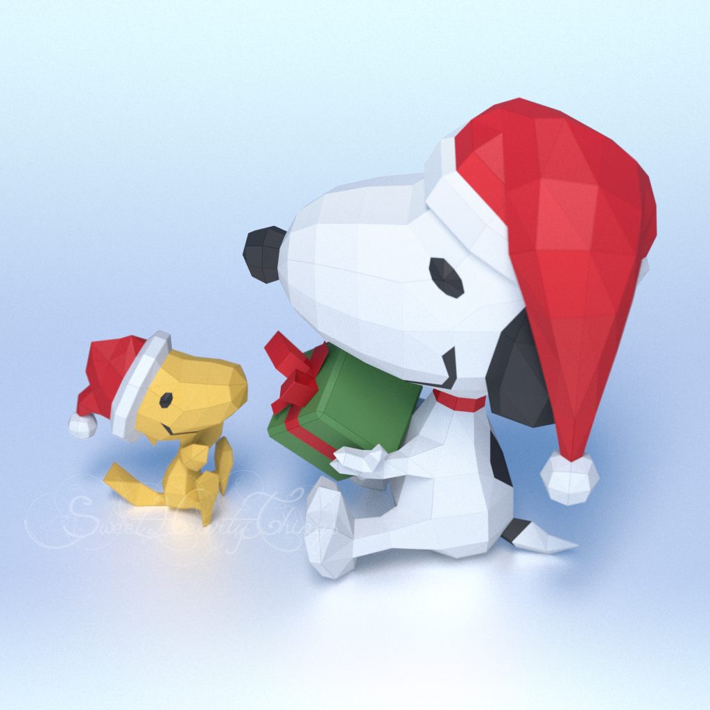 3d Papercraft - Snoopy & His Friend At Christmas - PDF SVG DXF ...