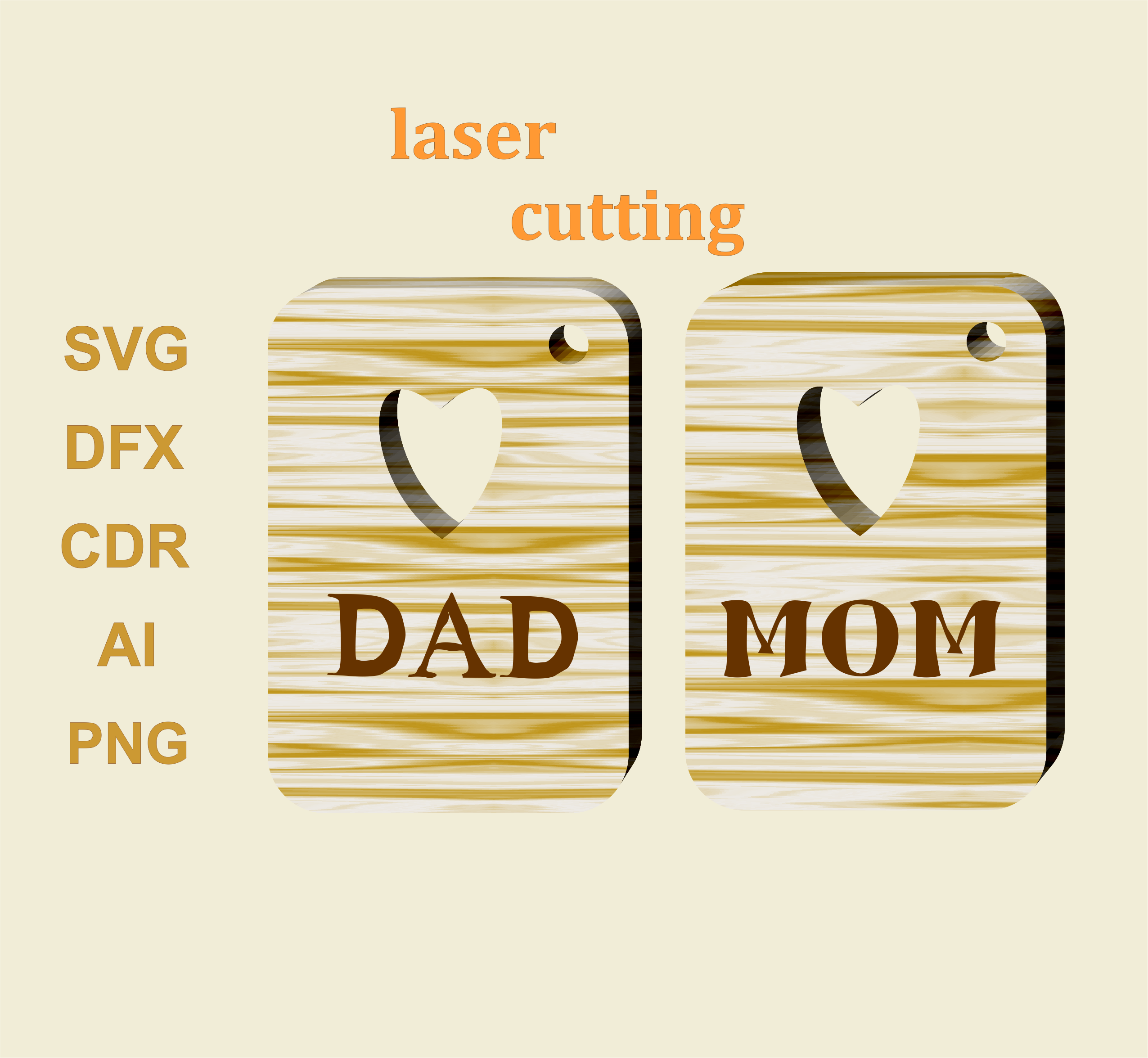 Keychain SVG, keychain template, laser cutting of svg files - Crealandia