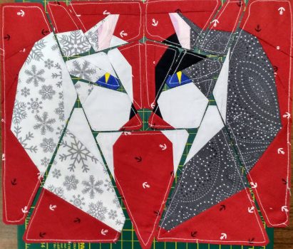 Cat heart Quilt Block PDF Pattern. Paper Piecing