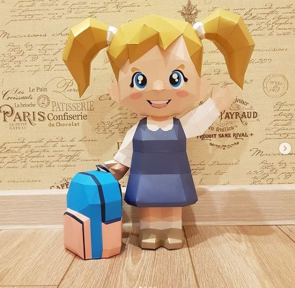 Papercraft 3d - PDF template - DIY Girl - school - Crealandia