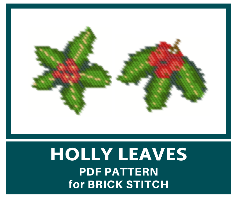 Brick stitch holly leaves bead pattern