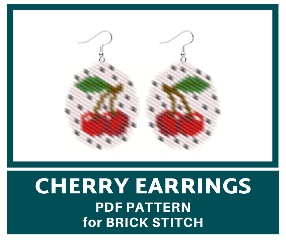 Cherry bead pattern for brick stitch earrings