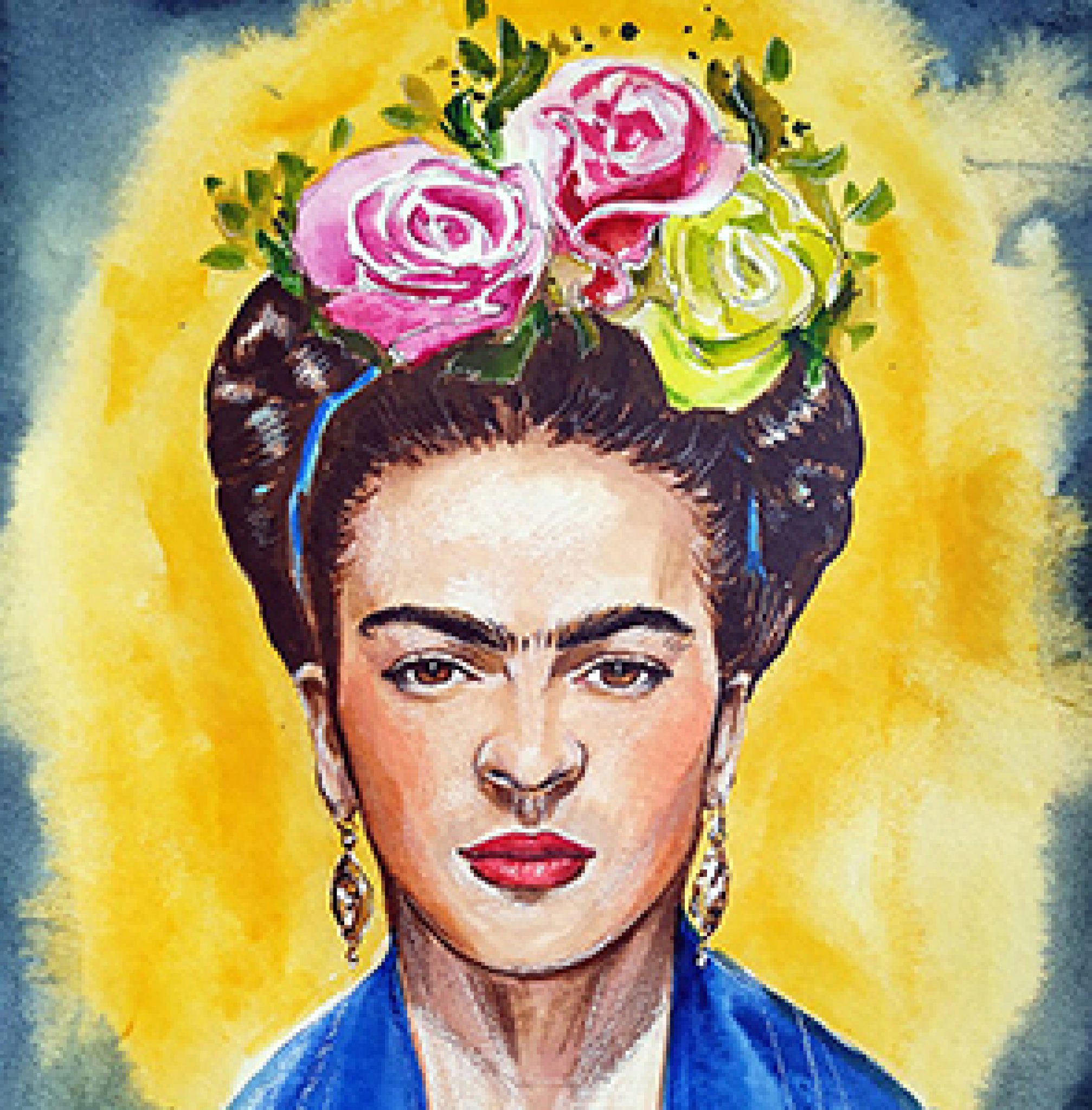 Frida Kahlo portrait, watercolor, printable, digital product