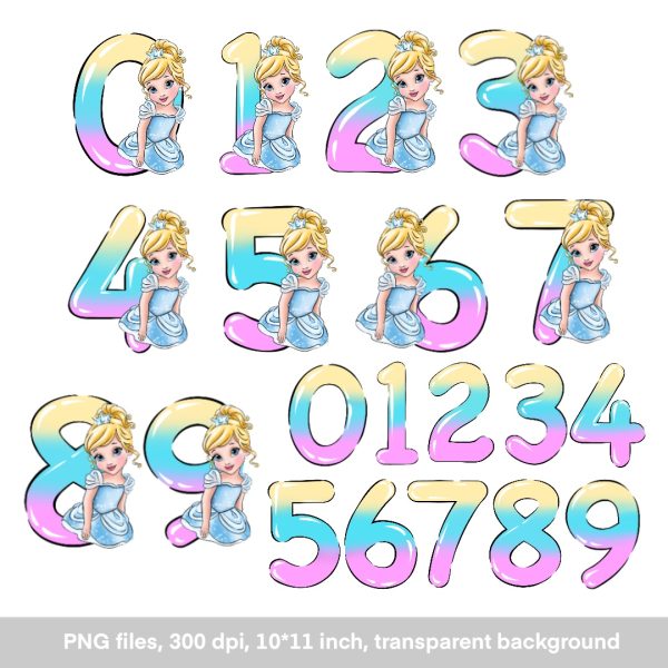 Princess numbers clipart, Numbers design, 2 sets of numbers - Crealandia