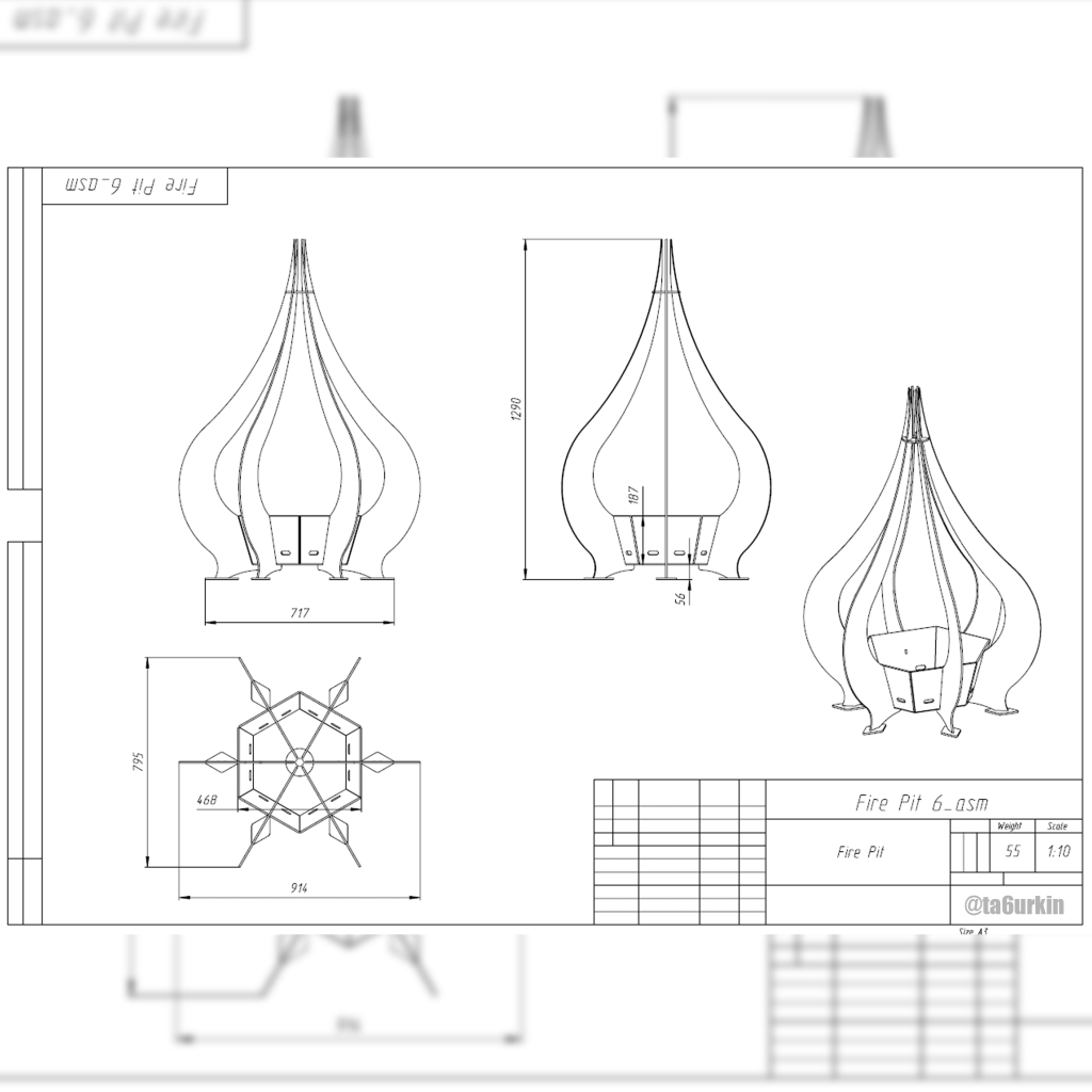 Welding Project Plans Drawings Fire Pit 6 (DXF, PDF) - Crealandia
