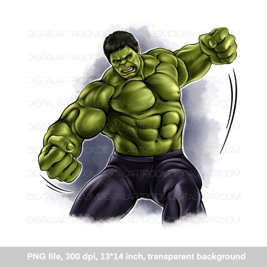 Green Superhero Illustration, sublimation design, art print - Crealandia