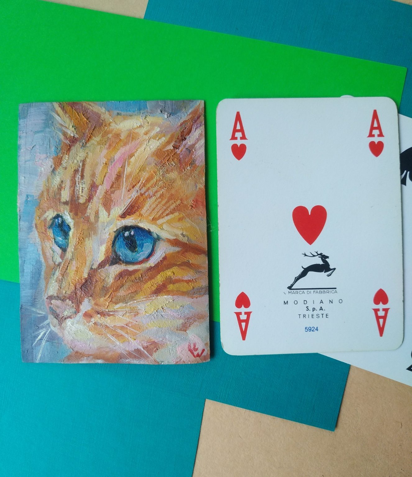 ACEO Original Oil Painting Cute Ginger Cat