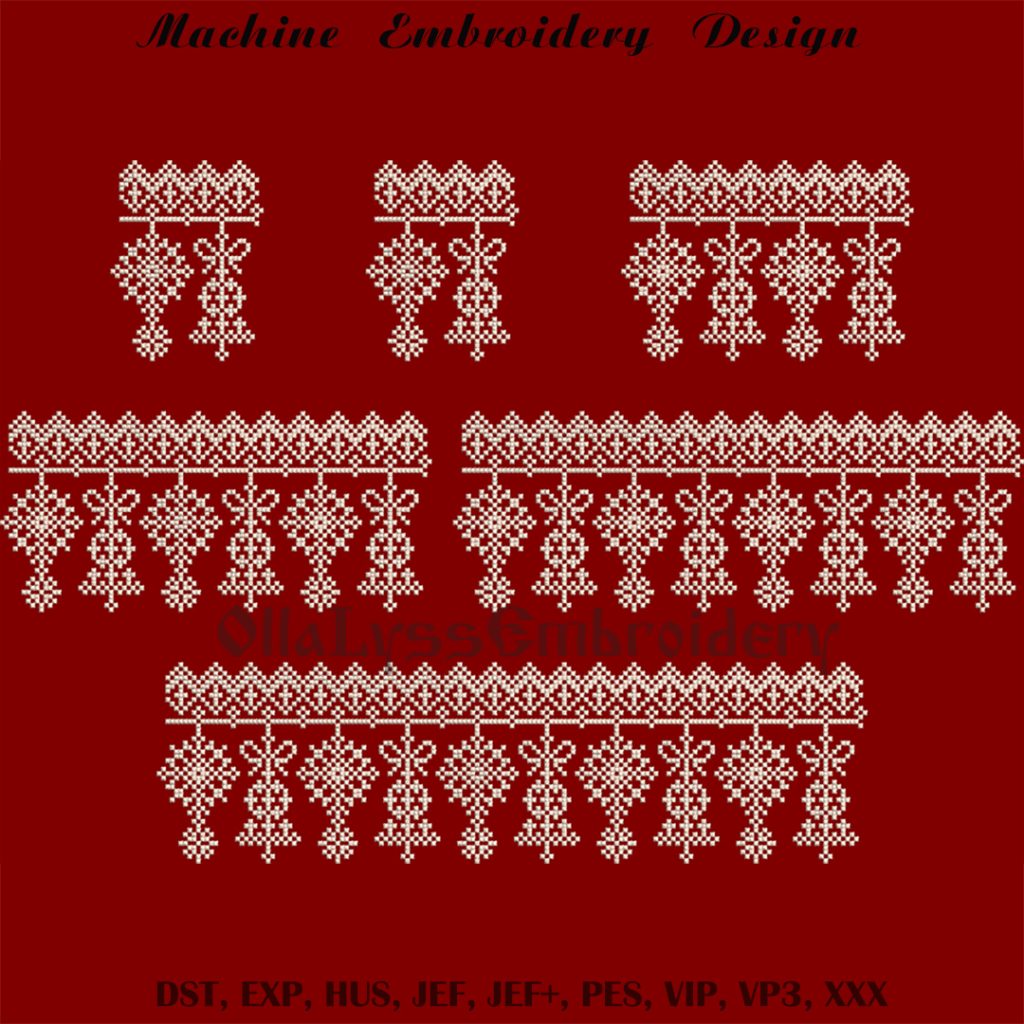 Christmas Bells endless border machine embroidery designs
