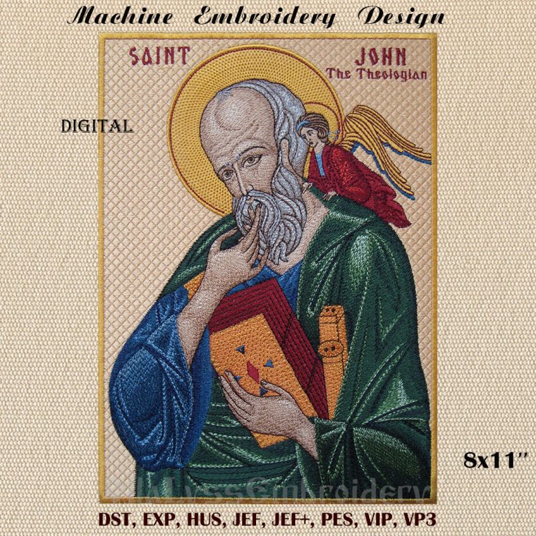 John the Evangelist in silence 8x12 embroidery design