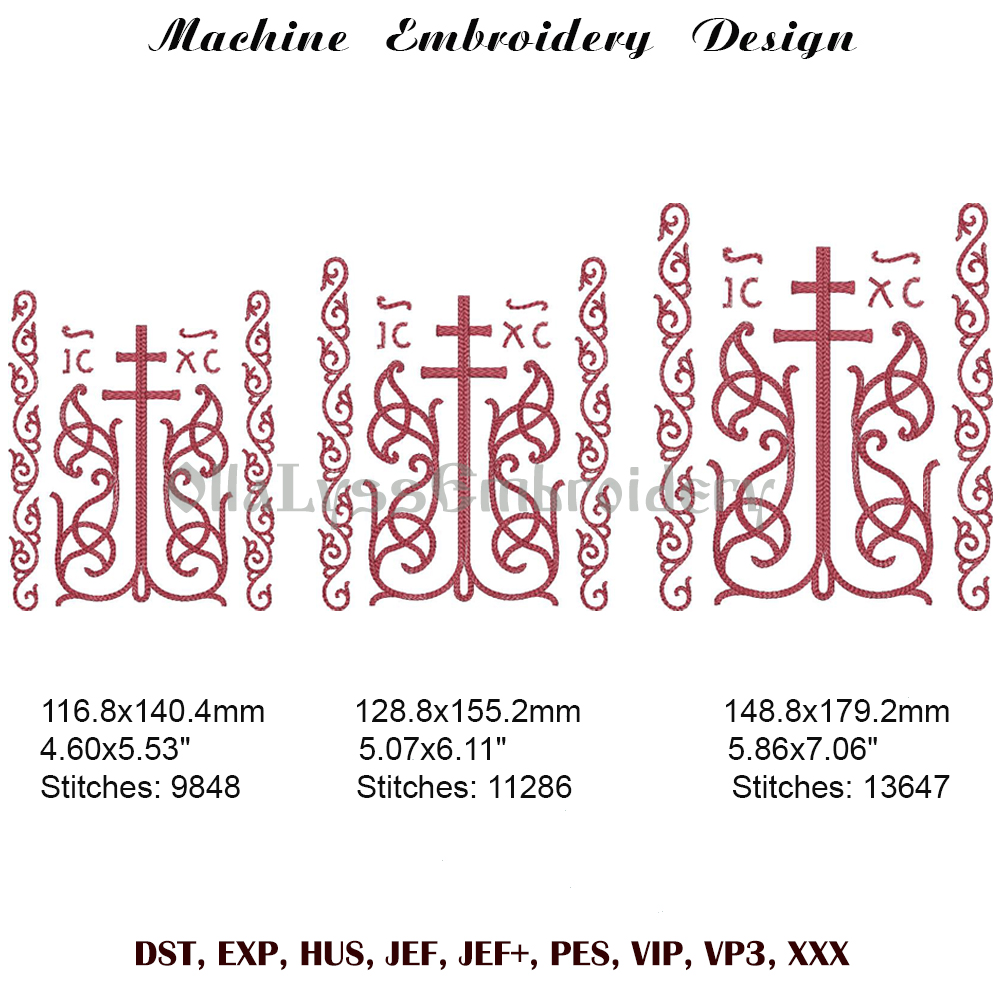 Medieval Christian cross machine embroidery design