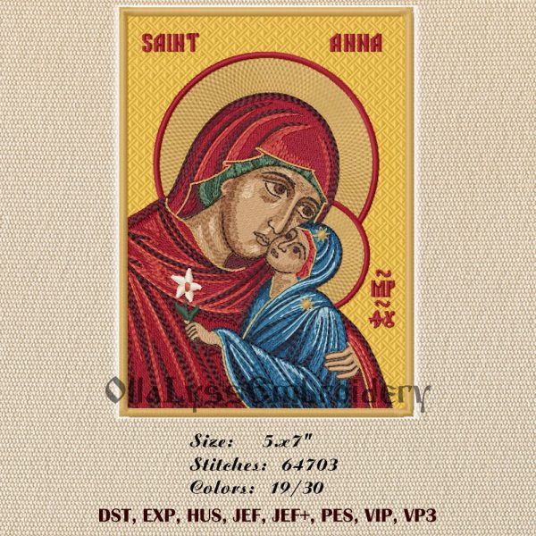 Icon of Saint Anna 5x7 new machine embroidery design