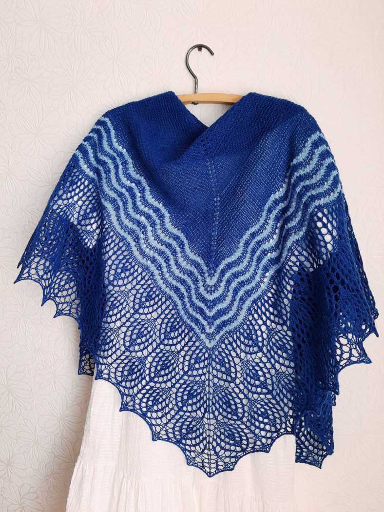 Lace Edge Garter Stitch Shawl Knitting Pattern 2 Colored