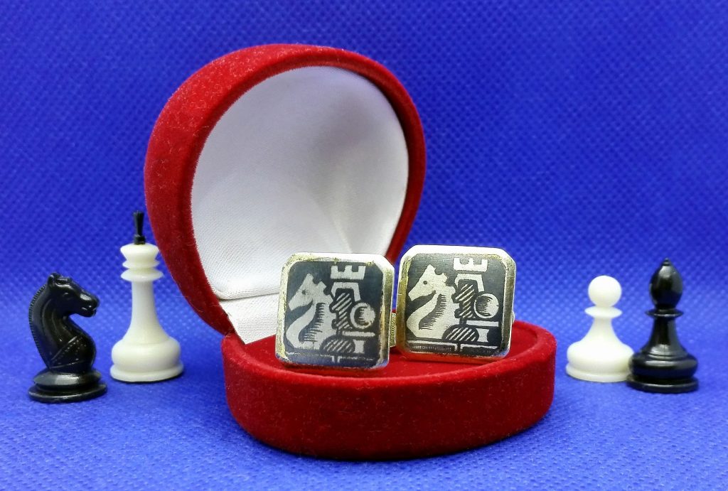 Antique Soviet Silver Chess Cufflinks. Vintage Cufflinks