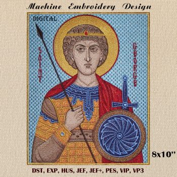 Saint George icon 8x10 digital machine embroidery design