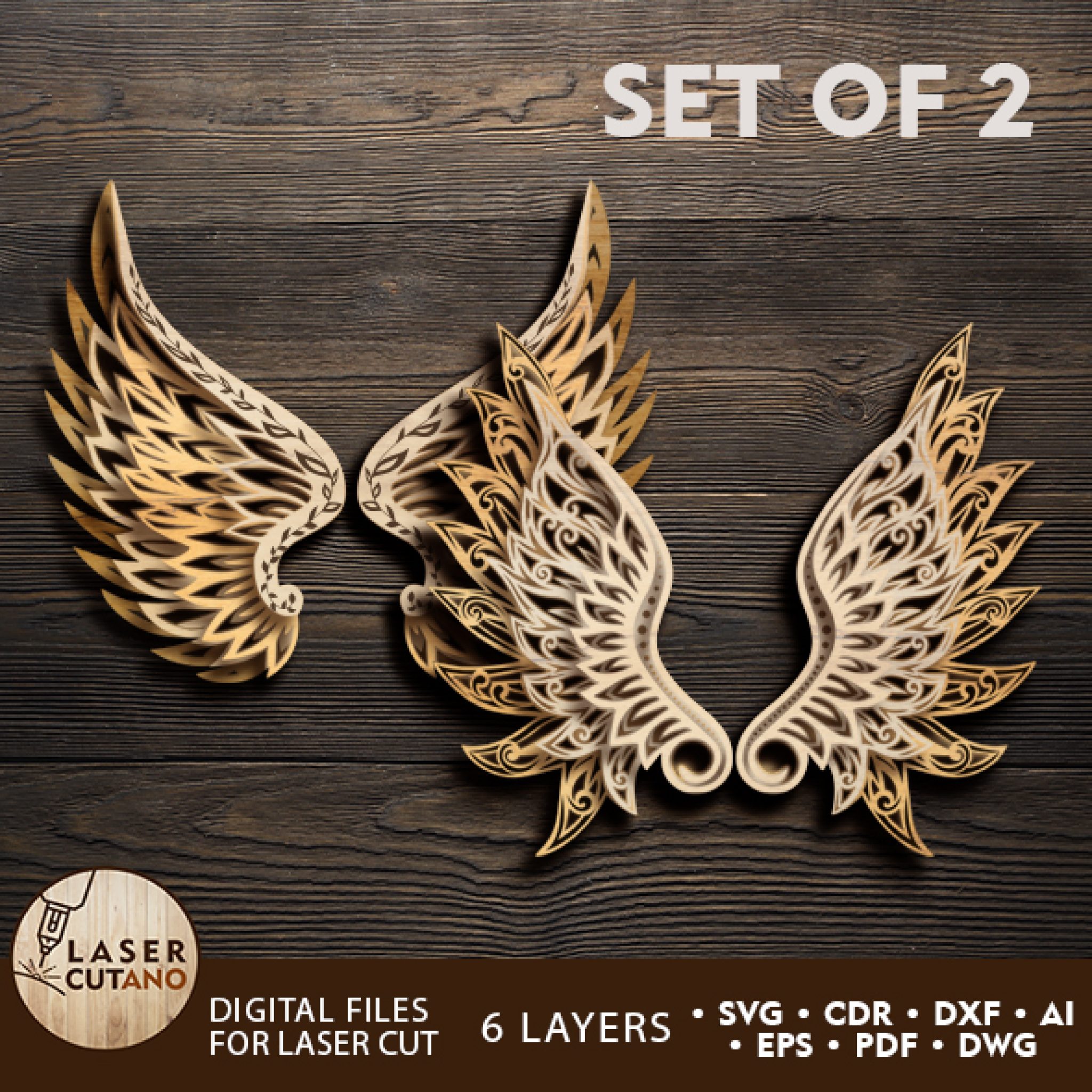 ANGELS WINGS SVG Laser Cut & Paper Cut Template