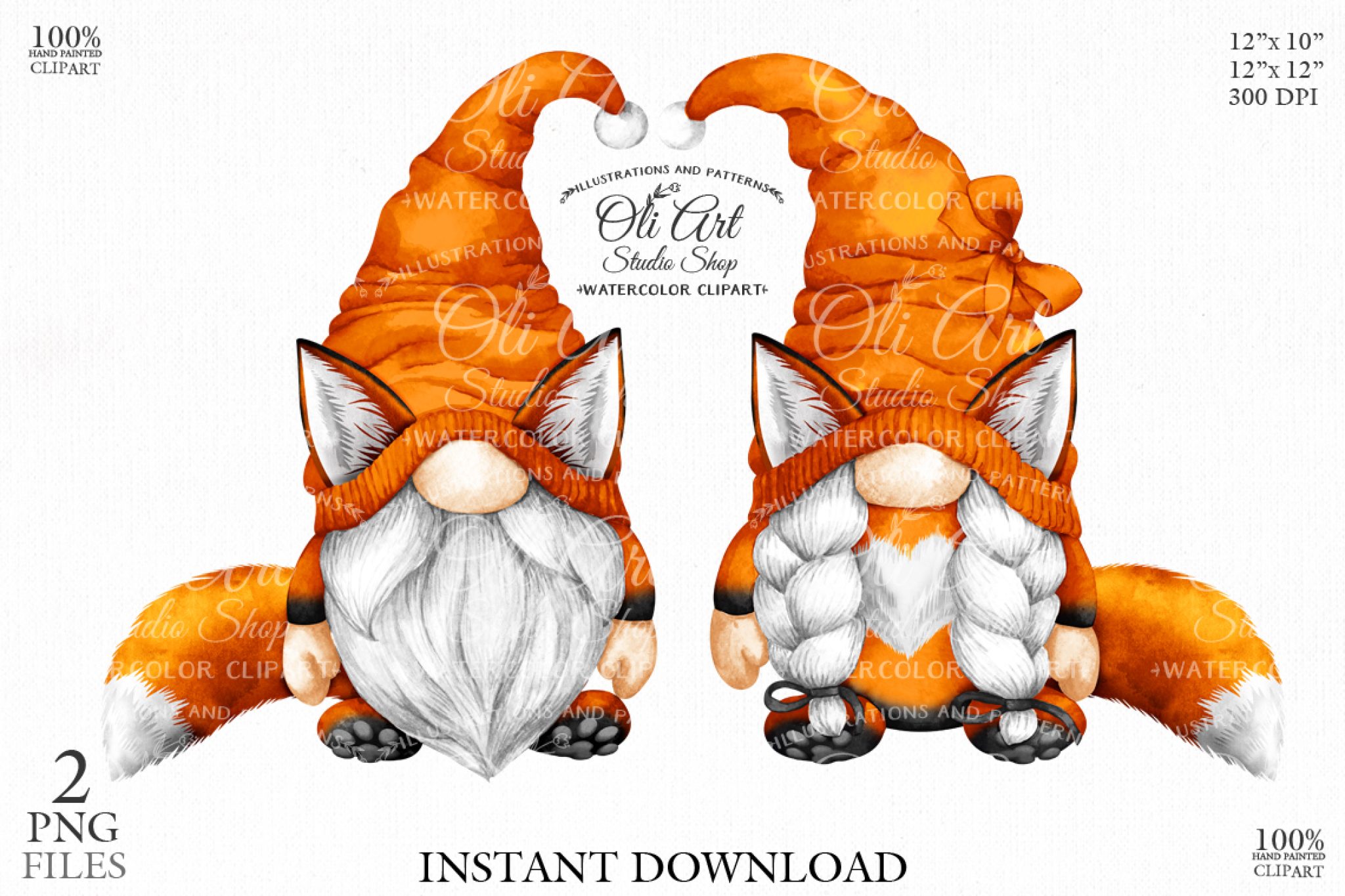 Gnome fox digital clipart, animals, сute characters - Crealandia