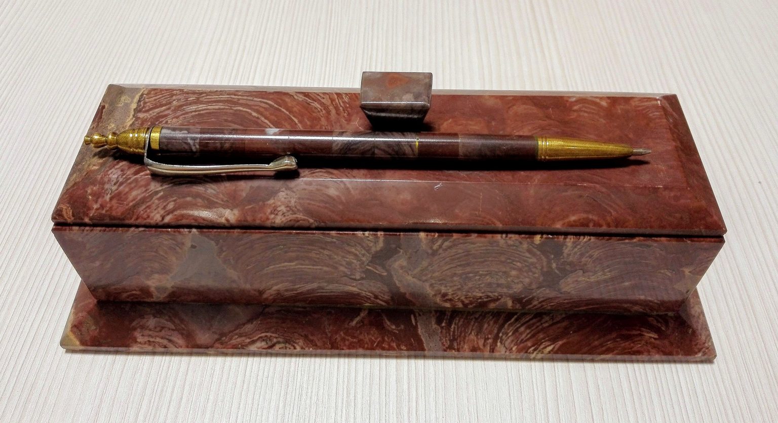 Vintage Soviet Pen and Box from Natural Stone. Аntique Pen