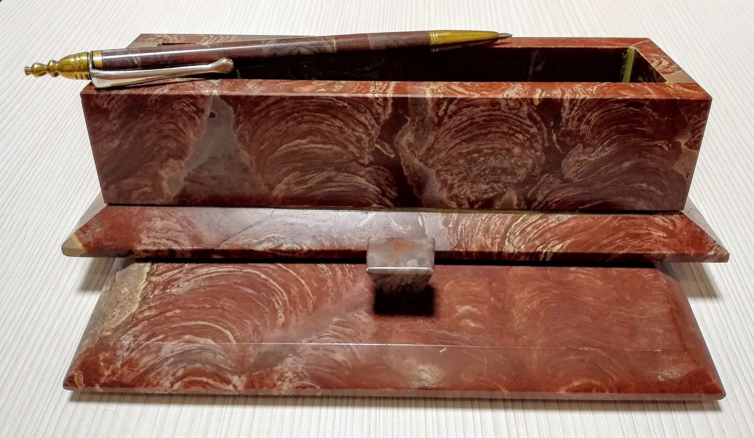 Vintage Soviet Pen and Box from Natural Stone. Аntique Pen