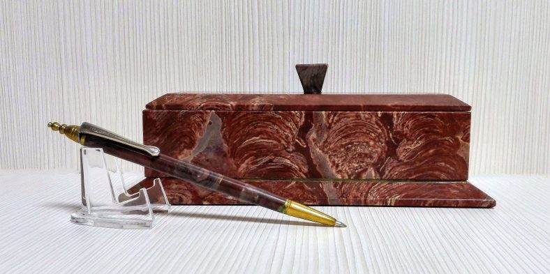 Vintage Soviet Pen and Box from Natural Stone. Аntique Pen