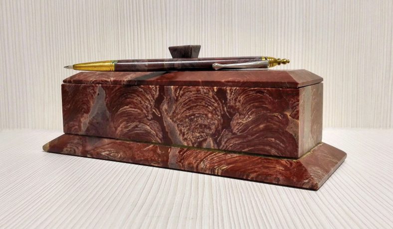 Vintage Soviet Pen and Box from Natural Stone. Аntique Pen