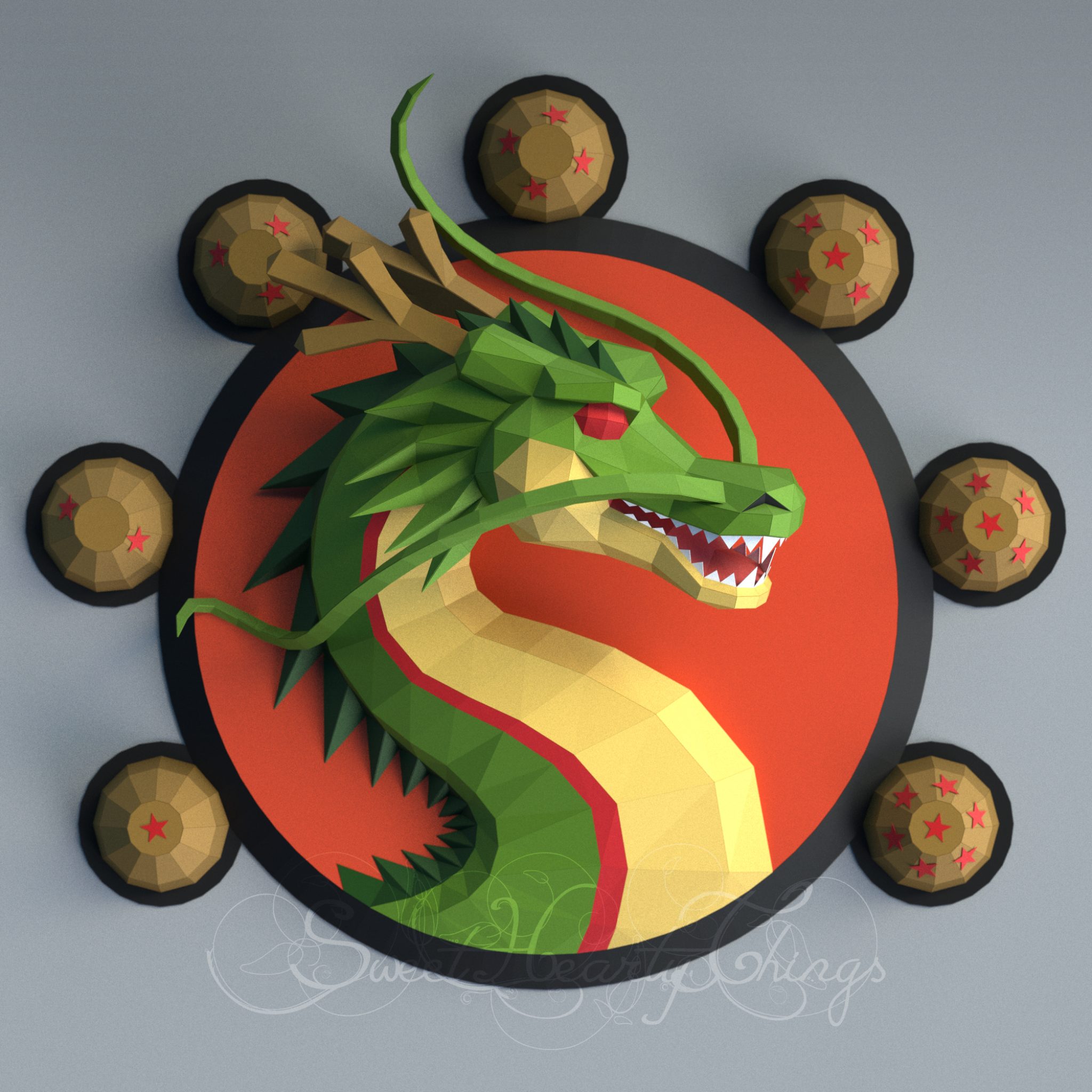 Papercraft Shenron ShenLong Dragon Ball PDF SVG DXF - Crealandia