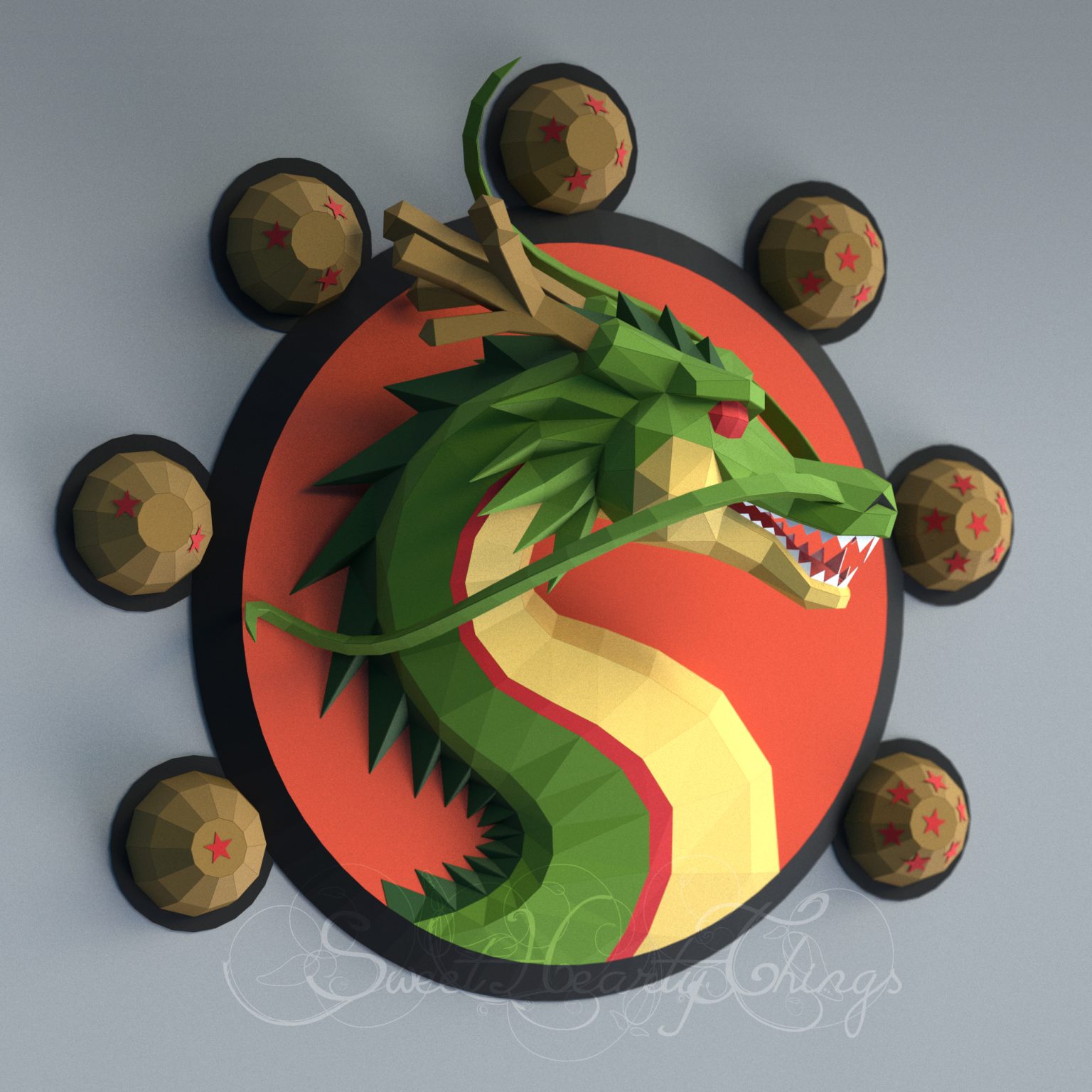 Papercraft Shenron ShenLong Dragon Ball PDF SVG DXF - Crealandia