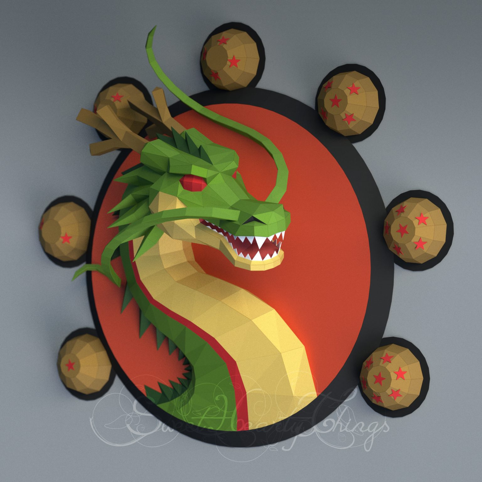 Papercraft Shenron ShenLong Dragon Ball PDF SVG DXF - Crealandia