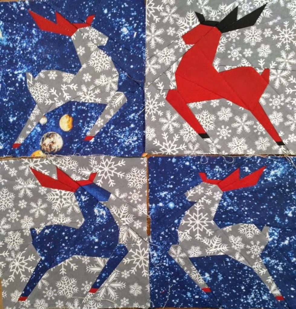 8in Deer Quilt block PDF pattern in technology Paper Piecing