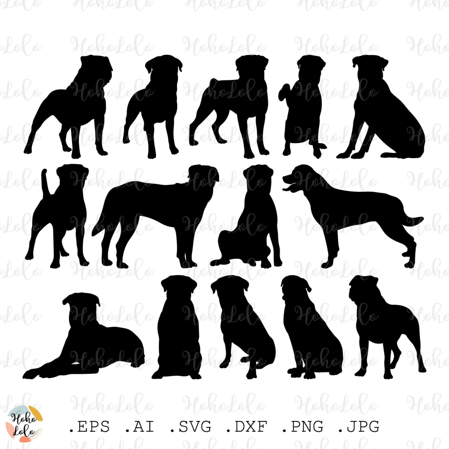 Rottweiler Svg Silhouette Stencil Templates Cricut file Png