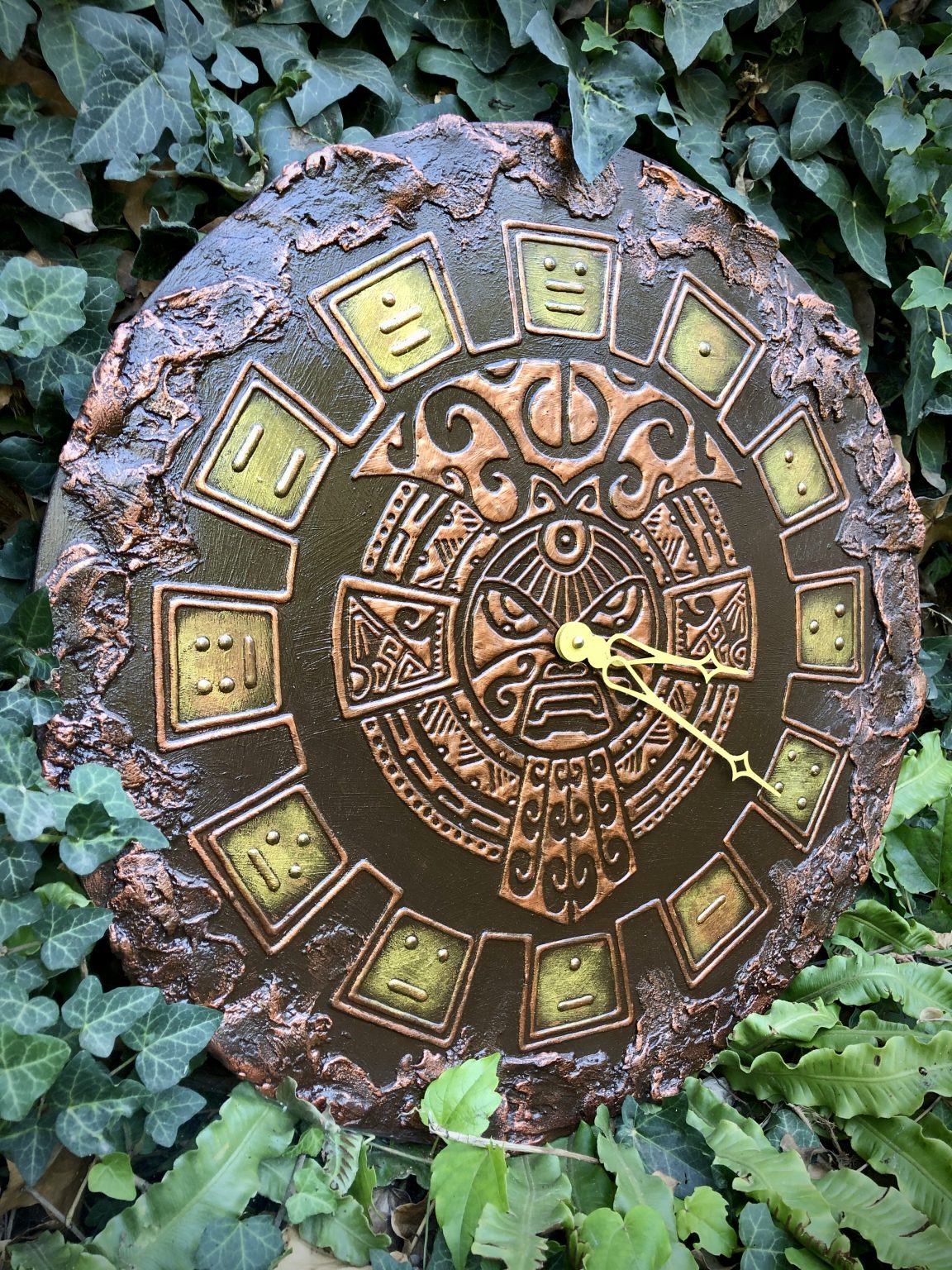 Ethnic eclectic Polynesian large wall clock tribal totem mask - Crealandia