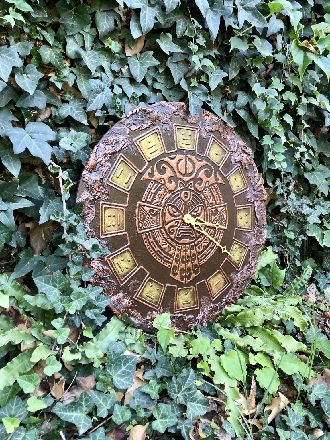 Ethnic eclectic Polynesian large wall clock tribal totem mask - Crealandia