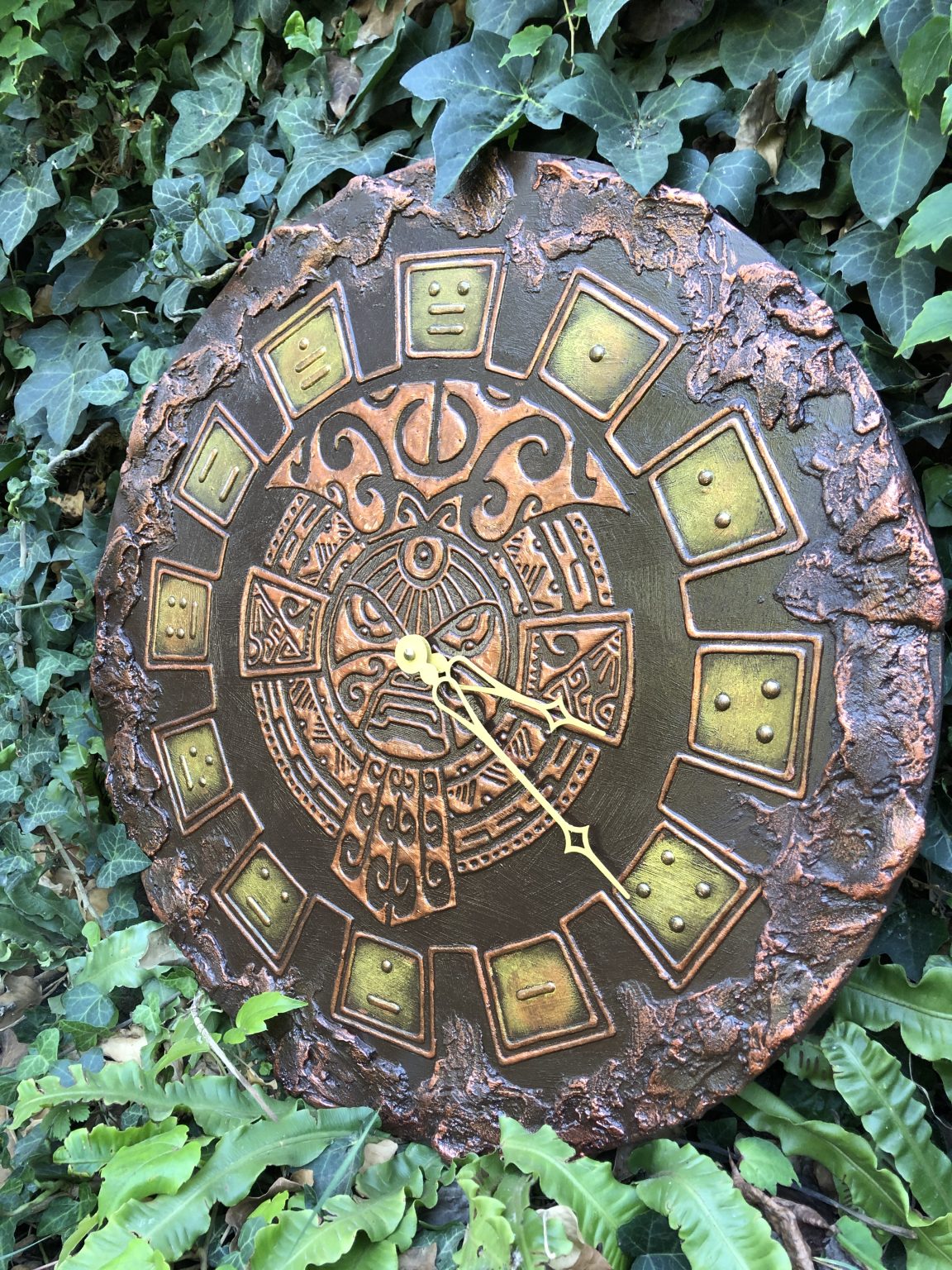 Ethnic eclectic Polynesian large wall clock tribal totem mask - Crealandia