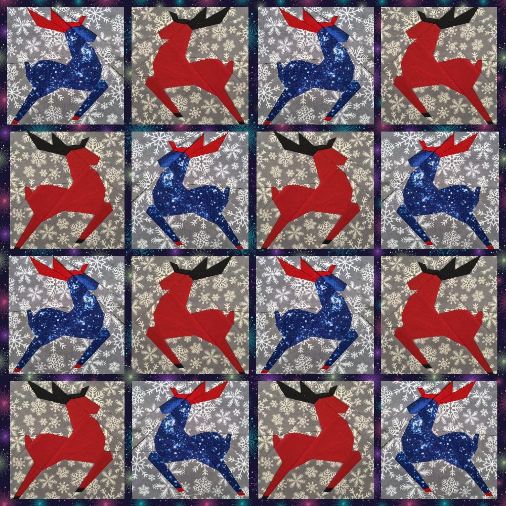 8in Deer Quilt block PDF pattern in technology Paper Piecing