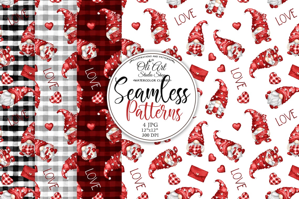 Valentine’s day red gnomes. Valentine Patterns, Love Patterns - Crealandia