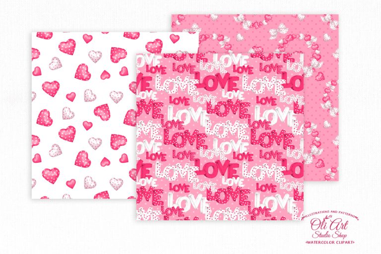 Valentines Day digital paper pack. Valentines Patterns, Love - Crealandia