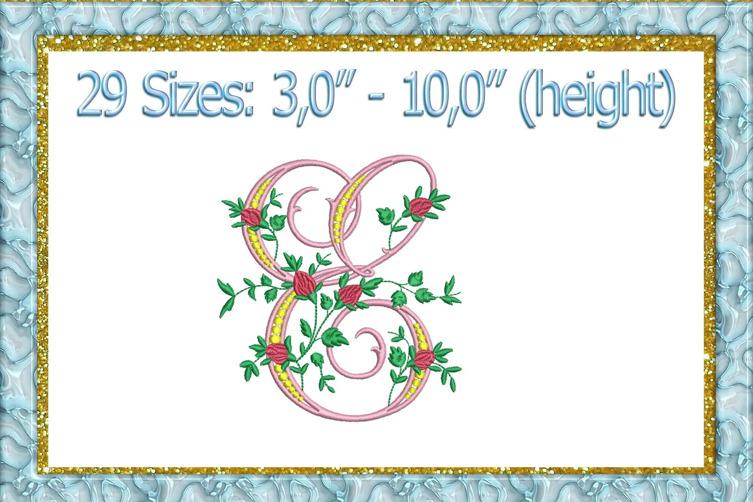 Letter E machine embroidery design