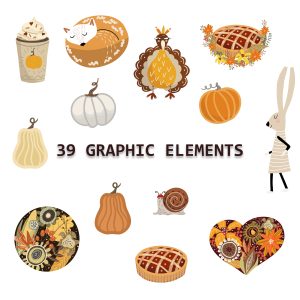 Thanksgiving Frames borders vector Autumn animals clipart