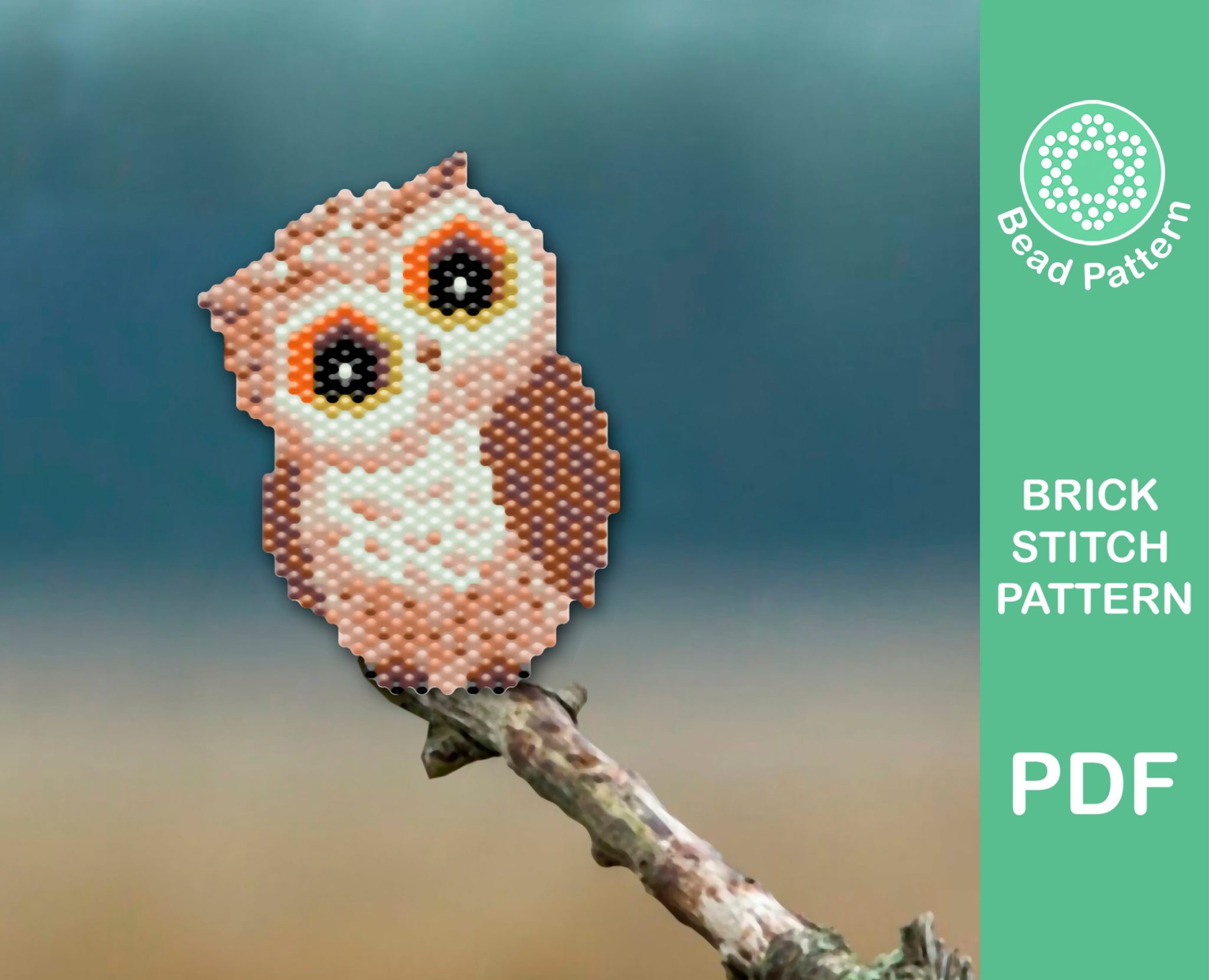 Owl brick stitch earrings pattern PDF miyuki delica