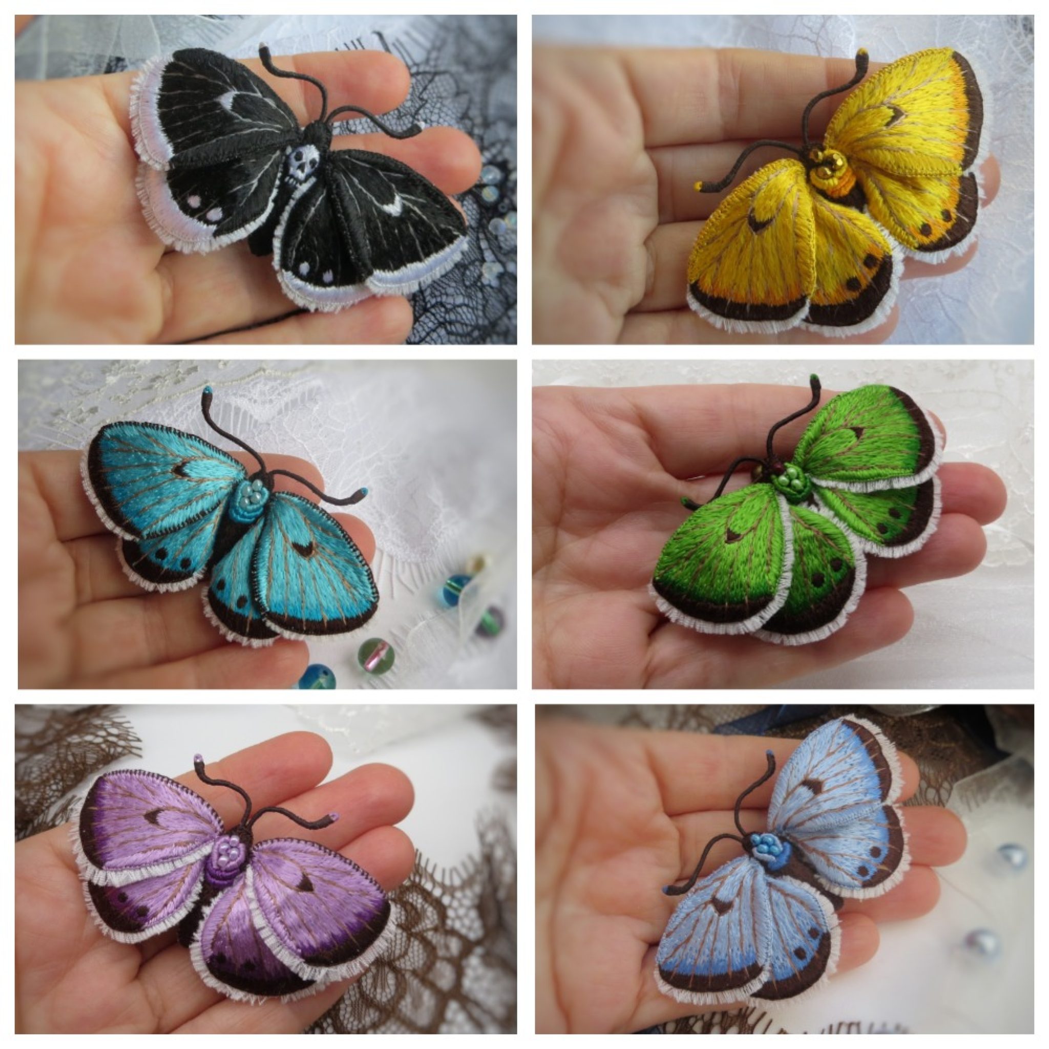 Blue moth. Hand embroidery,stumpwork technique. PDF tutorial