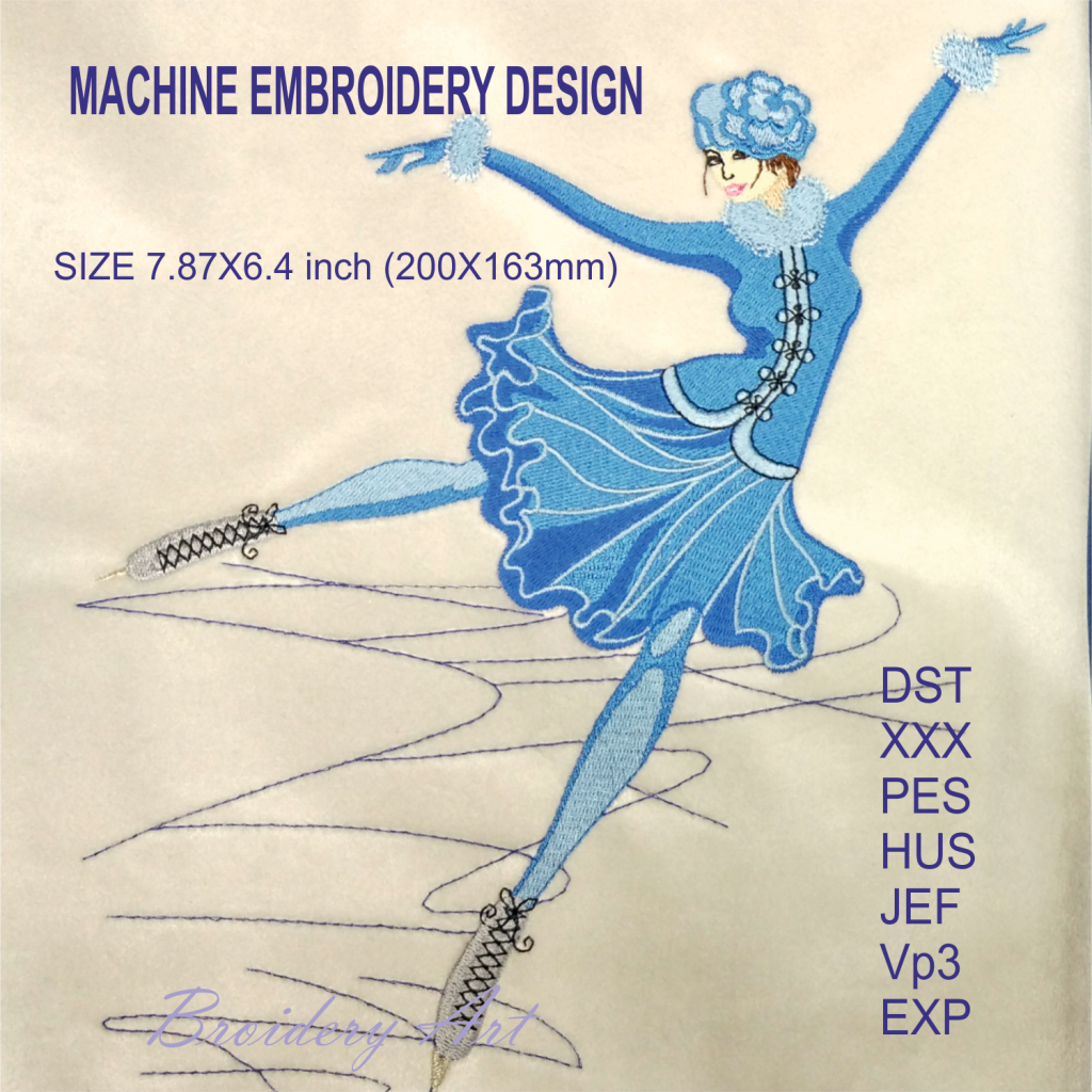 FIGURE SKATER RETRO machine embroidery design - Crealandia