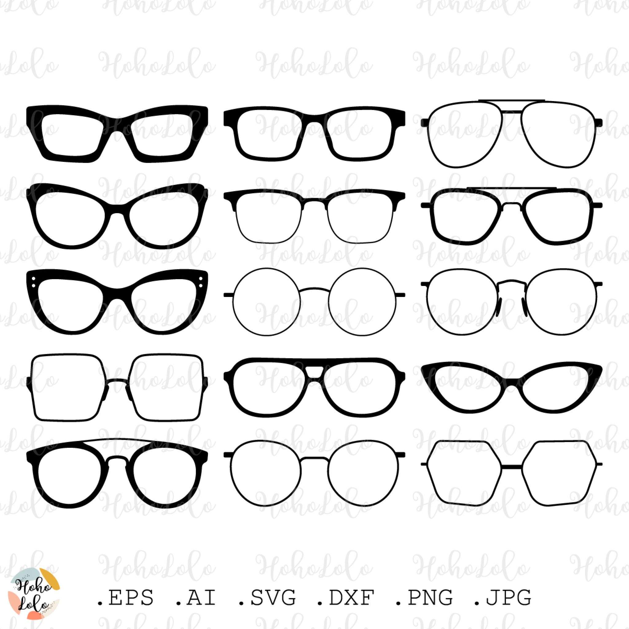 Glasses Svg Bundle Cricut file Template Dxf Clipart Png
