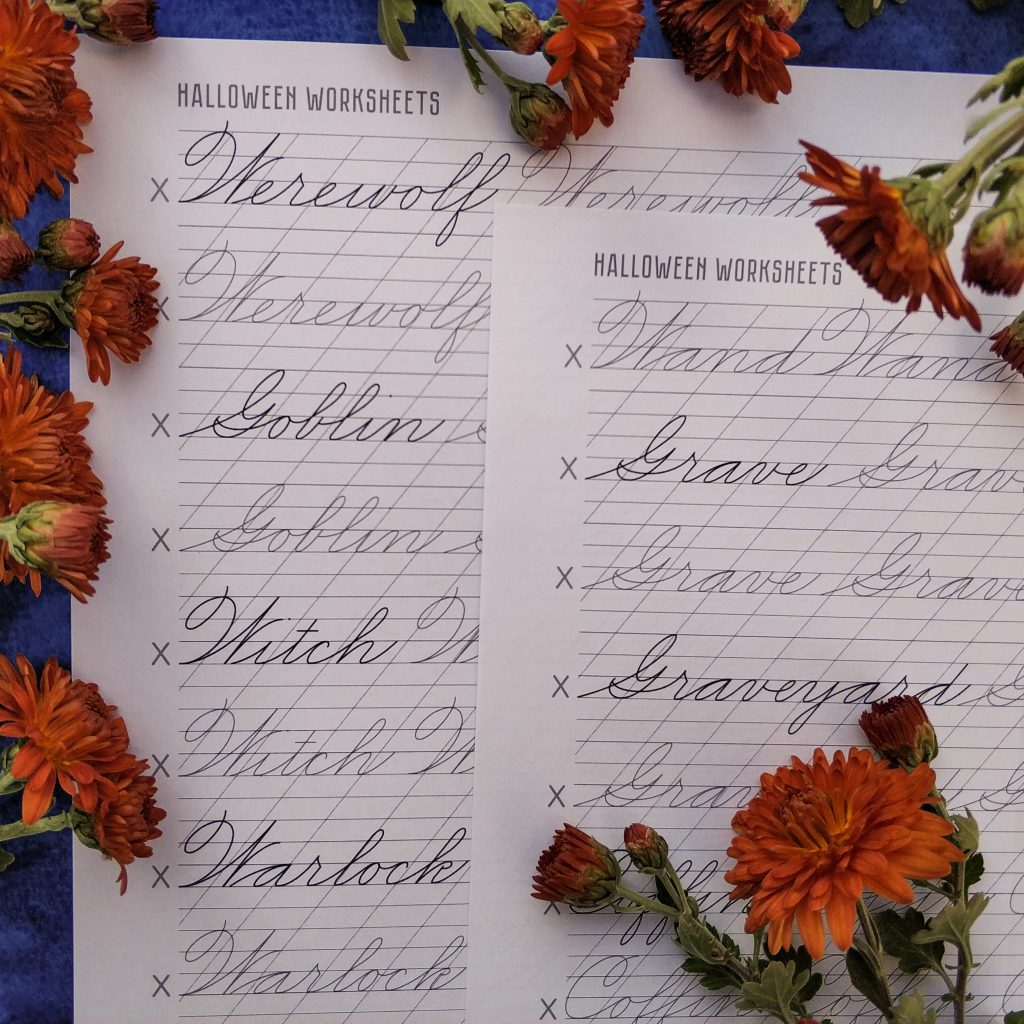 Halloween Worksheets Business Cursive - Crealandia