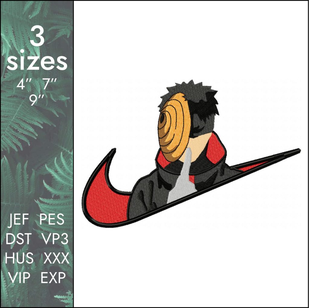 Nike Tobi Embroidery Design, Akatsuki anime, 3 sizes - Crealandia