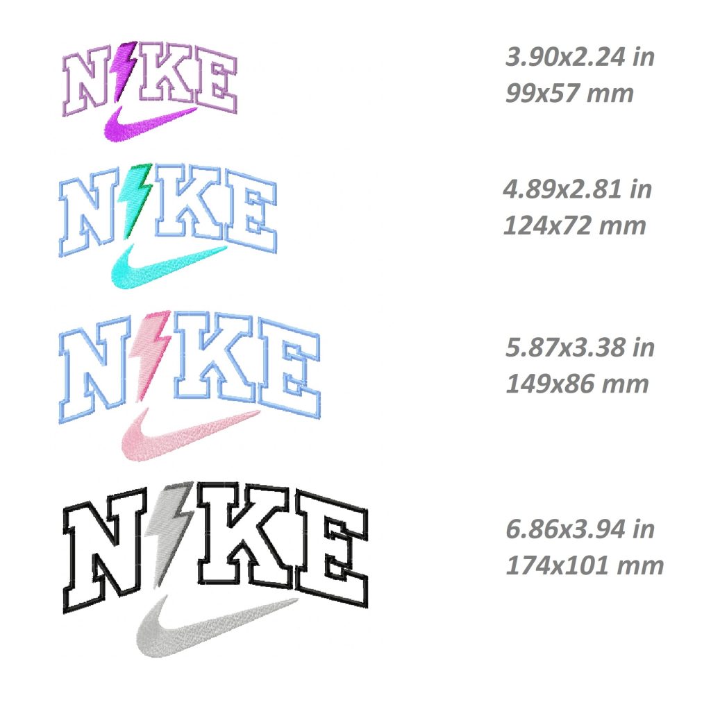 Nike lightning Embroidery Design, thunder swoosh, 4 sizes - Crealandia