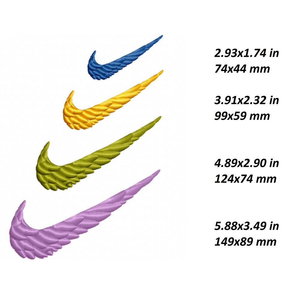Nike wing Embroidery Design, Kyrie swoosh, 4 sizes - Crealandia