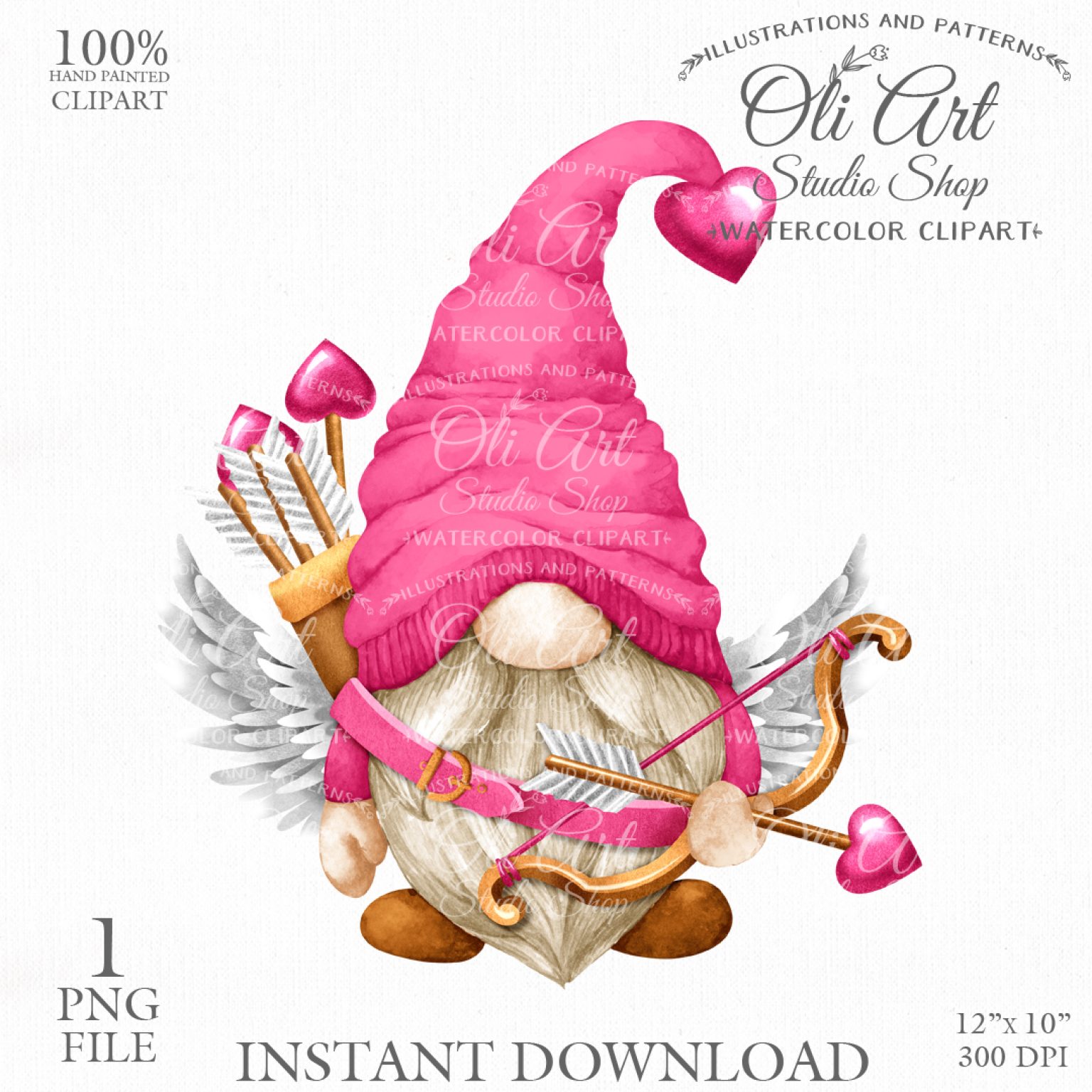 Valentine’s Day, Red cupid, Gnome PNG clipart, love clipart - Crealandia