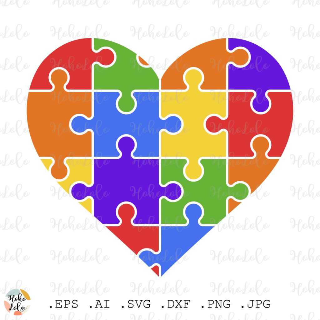 Puzzle Heart Svg Cutting file Clipart Png Cricut Silhouette