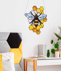 Bee and Honeycomb Stained Glass Pattern - Crealandia